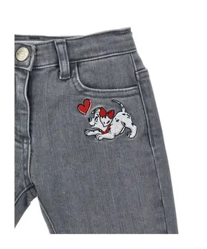 Monnalisa Embroidered Heart-patch Jeans