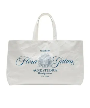 Acne Studios Leather Tote With Logo - White