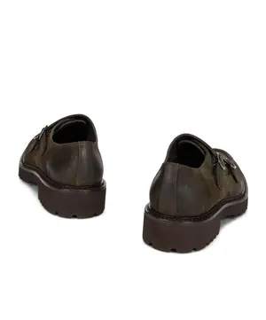 DOUCAL'S Suede Monk Strap Loafers