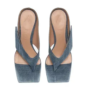 Attico Asymmetric Wedge Thong Sandals - Blue