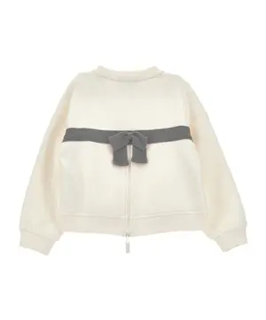Monnalisa Teddy Bear Print Bow Detail Sweater