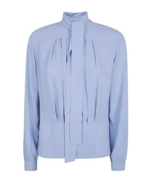 N.21 Pleated-detail Blouse - Light Blue