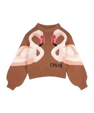 Chloé Flamingo-intarsia Logo-embroidered Sweater