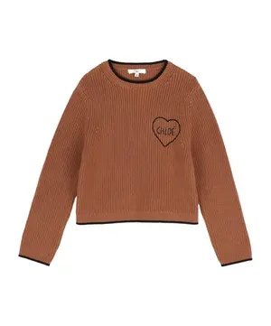 Chloé Heart-embroidered Ribbed-knit Sweater