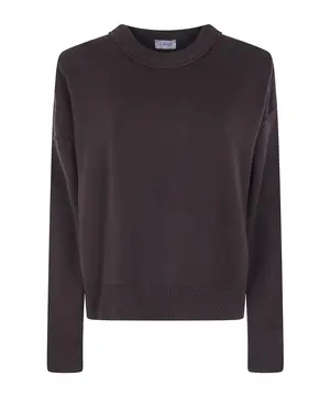 MRZ Cropped Oversized Round Neck Sweater - Mocha