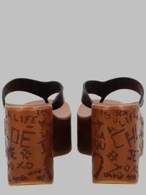Chloé Leather Maxime Wedge Thong Slides