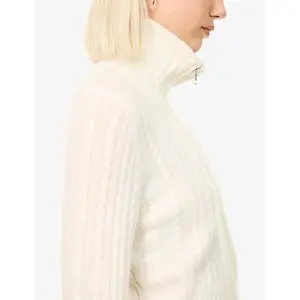 Good American Funnel-neck Cable-knit Cardigan