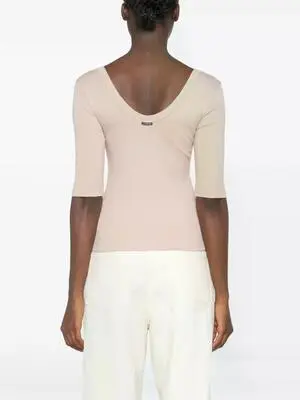 Brunello Cucinelli Scoop-neck Elbow-sleeve T-shirt - Neutrals