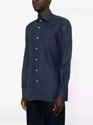 BARBA NAPOLI Spread-collar Button-up Shirt - Blue