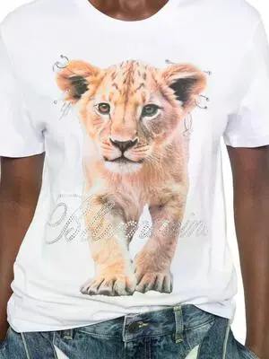 Blumarine Lion-print Crystal-embellished T-shirt - White