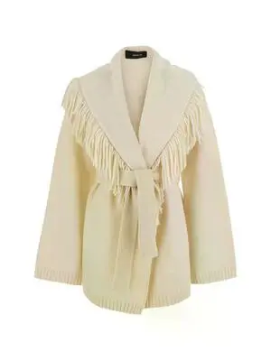 Federica Tosi Fringe-trimmed Belted Cardigan - Neutrals