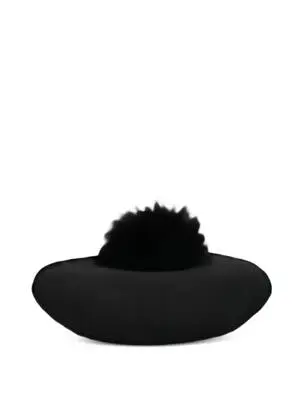Borsalino Pompom-detail Wool Beret - Black