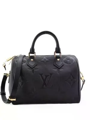 LOUIS VUITTON Speedy Bandouliere Bag Monogram Empreinte Giant 25 Satchel - Black
