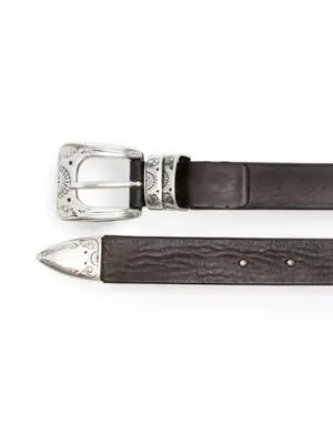 ERALDO Engraved-buckle Leather Belt - Brown