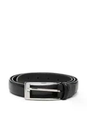 ERALDO Rectangular-buckle Leather Belt - Black