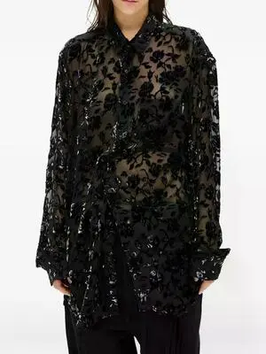 ANN DEMEULEMEESTER Elisabeth Floral-devoré Shirt - Black