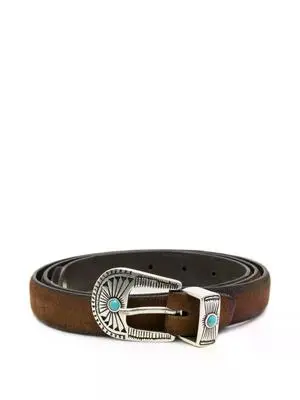 ERALDO Engraved-buckle Leather Belt - Brown