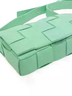 Bottega Veneta Nappa Intrecciato Cassette Cross Body Shoulder Bag - Green