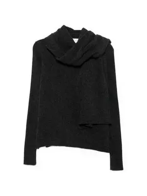Christian Wijnants Ribbed-knit Scarf-detail Sweater - Grey