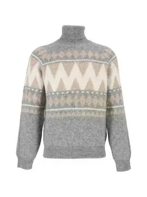 Peserico Geometric-pattern Roll-neck Sweater