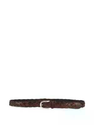 ALBERTO LUTI Treccia Interwoven Leather Belt - Brown