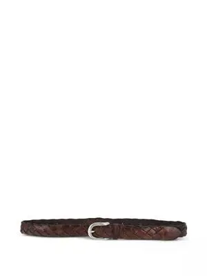ALBERTO LUTI Treccia Interwoven Leather Belt - Brown