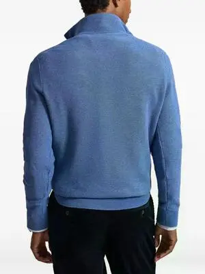 Polo Ralph Lauren Mesh-knit Cotton Quarter-zip Jumper - Blue
