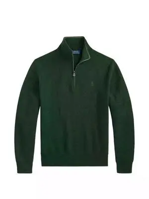 Polo Ralph Lauren Mesh-knit Cotton Quarter-zip Jumper - Green
