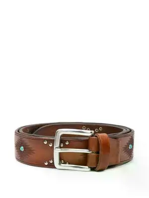 ERALDO Stud-embellished Leather Belt - Brown