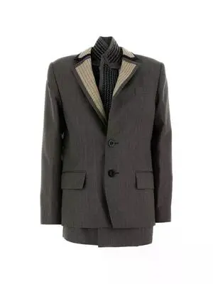 Sacai Herringbone-pattern Wool Blazer