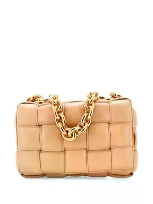 Bottega Veneta Cassette Chain Padded Maxi Intrecciato Leather Crossbody Bag - Neutrals