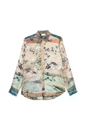 PIERRE-LOUIS MASCIA Landscape-print Silk Shirt