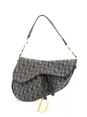 Dior Vintage Diorissimo Canvas Medium Saddle Shoulder Bag - Blue