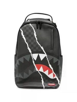 SPRAYGROUND Shark-print Checkered Backpack - Grey