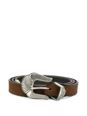ERALDO Engraved-buckle Suede Belt - Brown