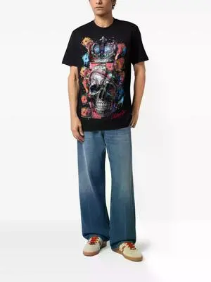 Philipp Plein Crystal-embellished Dollar Skull T-shirt - Black