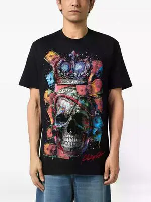 Philipp Plein Crystal-embellished Dollar Skull T-shirt