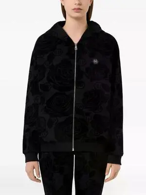 Philipp Plein Flock Flower Monogram Hoodie