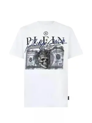 Philipp Plein Round-neck Dollar-detail T-shirt - White