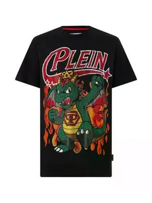 Philipp Plein Round Neck T-shirt Big Dragon Stones - Black