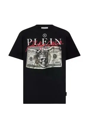 Philipp Plein Round Neck T-shirt Dollar Signature - Black