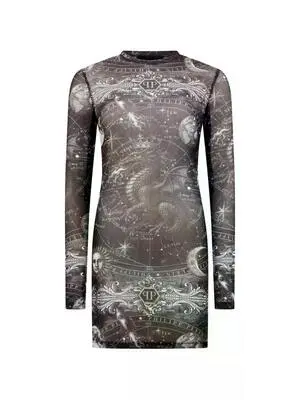 Philipp Plein Sheer Tulle Mini Dress - Black