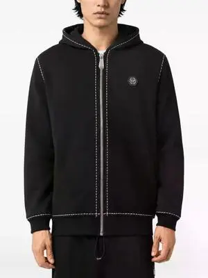 Philipp Plein Logo-plaque Topstitched Hoodie - Black