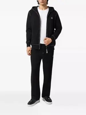 Philipp Plein Logo-plaque Topstitched Hoodie - Black