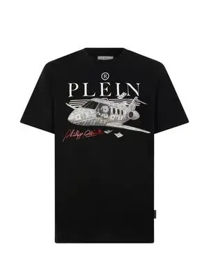 Philipp Plein Round-neck T-shirt Teddy Plane Stones - Black