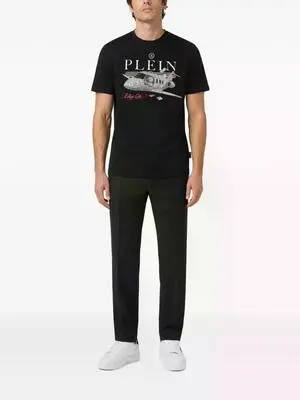 Philipp Plein Round Neck T-shirt Teddy Plane Stones