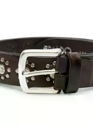 ERALDO Stud-embellished Leather Belt - Brown