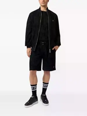 Philipp Plein Dollar-skull Fleece Shorts - Black