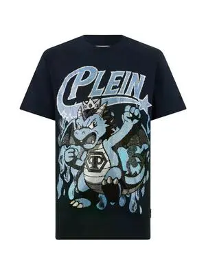 Philipp Plein Round Neck T-shirt Big Dragon Stones - Blue