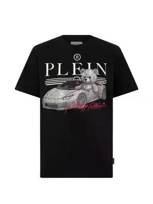 Philipp Plein Round Neck T-shirt Teddy Car Stones - Black